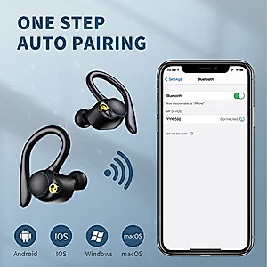 Wireless Earbuds Bluetooth5.2 Headphones 120H Playtime Ear Buds IPX7 Waterproof Bluetooth Earphones, Over-Ear Headphones with 800mAh Charging Case Touch Control for Sport/Running/Work/Gaming