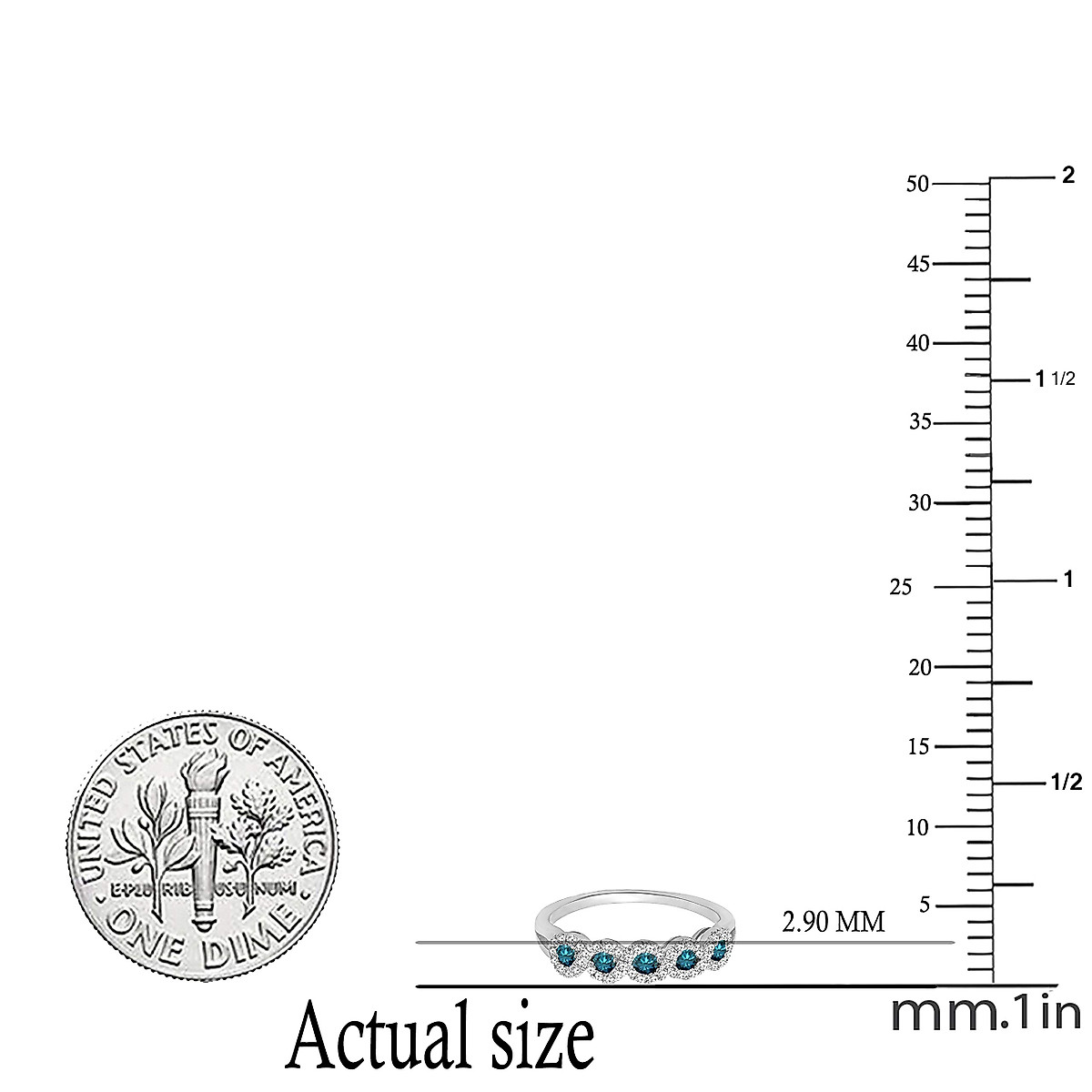 Dazzlingrock Collection 0.53 Carat (ctw) Round Blue & White Diamond Stackable Wedding Band for Women 1/2 CT, 10K White Gold, 10K White Gold, Size 8