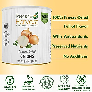 Ready Harvest Freeze-Dried Yellow Onions Freeze-Dried Food Dried Onions Minced Emergency Food Supplies Survival Food Emergency Food Rations #10 Can 25-Year Shelf Life 11.34 oz