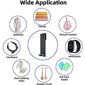 KOHUIJOO Shower Door Hooks, 7-Inch Over Door Hooks for Bathroom Frameless Glass Shower Door Stainless Steel Towel Hooks Heavy Duty Rack Hooks for Robe,Towel, Drilling-Free 2pcs (Long Black)