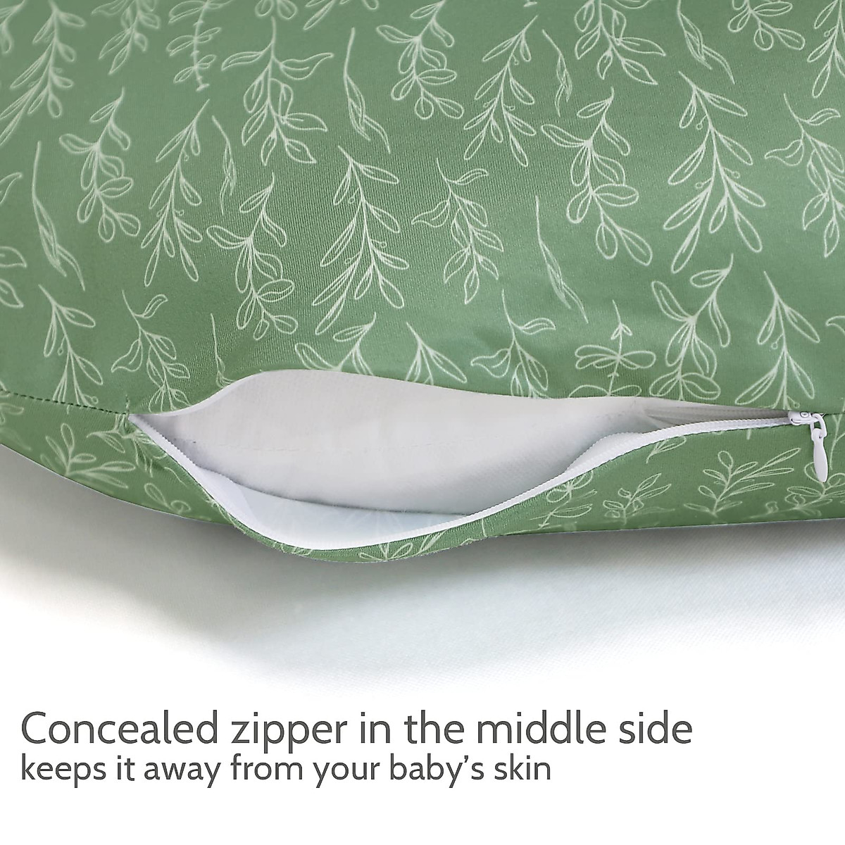 HNHUAMING Green Sage Nursing Pillow Cover, Baby Diaper Changing Pad Cover Cradle Mattress Sheets,Crib Sheet