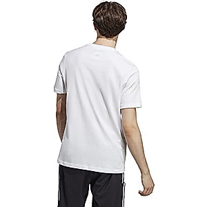 adidas Men's Essentials Single Jersey Linear Embroidered Logo T-Shirt, White/Black, Large