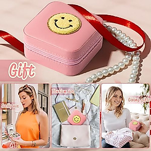 Wood Homing Small Preppy Travel Jewelry Case for Women Mini Jewelry Organizer for Traveling Preppy Travel Jewelry Box for Ring Earring Necklace Bracelet Pendant Gift for Mom Lovers