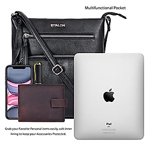 ESTALON Crossbody Bags for Women - Medium Size Crossover Women's Handbags and Purses for College Office Travel (Black)
