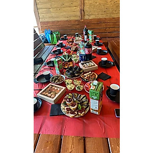 24 Guests Black Paper Plates Including 24 Black Plates, 24 Napkins and 1 Tablecloth for Birthday Wedding Graduation Parties