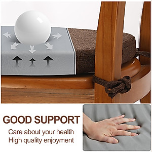 SINOSSO 4 Pack Pure Memory Foam Chair Cushions for Dining Chairs, Original Linen 16" U-Shape Comfortable Kitchen Chair Pads, Removable Slip Resistant Seat Cushions (Set of 4, Dark Brown)