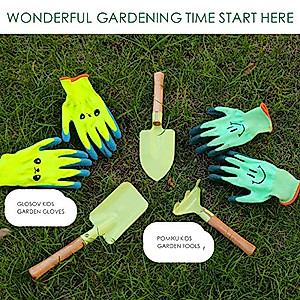 GLOSAV 2 Pairs Toddlers Gardening Gloves, Kids Sized Garden Glove for Yard Work, Non Slip, Flexible, Breathable (Size 2 for 2, 3, 4 Year Old Children)