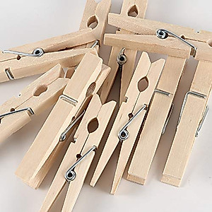 ZEONHAK 300 Pack 2-7/8 Inches Natural Wooden Clothespins, Upgraded Wood Clothespins with Spring for Crafts, Photos, Clothes, Towels, Decor, Art Wall