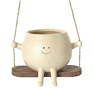 Generic Swing Face Planter Pot, Hanging Planters for Indoor Plants, Face Planters Pots Head for Indoor, Outdoor, Swinging Plant Pot Decor, Succulent Planter, Resin Flower Pots, 1