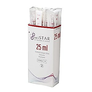 SciStar 25mL Disposable Polystyrene Serological Pipettes, Individually Wrapped, Sterile, Standard Length, Laboratory Grade, (Box of 25)
