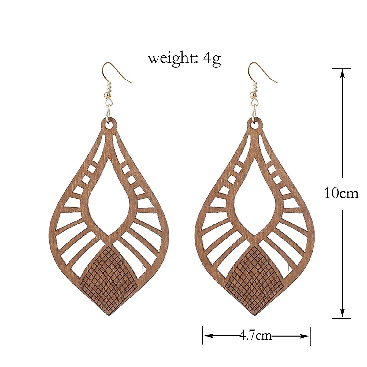 6 Pairs Ethnic Wooden Dangle Earrings Bohemian Wooden Hollow African Drop Earrings Sets Lightweight African Style Wood Teardrop Hook Earrings Retro Natural Wood Statement Earrings Jewelry