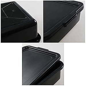 Buyitt 3-Pack Commercial Bus Box with Lid, Plastic Utility Bus Tubs, Black, F