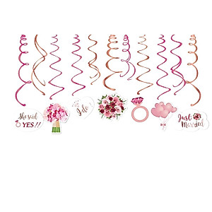 Kristin Paradise 30Ct Wedding Bridal Shower Hanging Swirl Decorations - Ceiling Streamers for Engagement Party, Bachelorette Rose Decor, Pink Party Favors, She Said Yes Decoration Pack