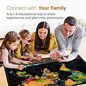 XL Scratch Off World Map with 233 Flags – 36 x 24 Scratch Off Map of The World + Scratch Off USA Map – Easy to Frame World Scratch Off Map + Tools – Travel Map Wall Poster - Deluxe Gift for Travelers