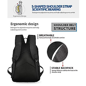 AISFA Laptop Backpack Travel Business Waterproof Backpack with USB Charging Port, Suitable for Travel, Camping, School, Business (Black)