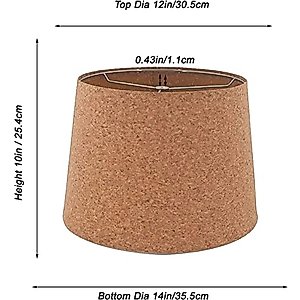 Double Drum Medium Lamp Shades Set of 2,14 Inches,Cork Leather Fabric Lampshade for Table Lamp and Floor Lamp, Hand Crafted lamp shade Spider Fitter Easy Assembly（12"x14"x10"） (Brown(without harps))