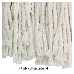 Boardwalk Cut-End Wet Mop Head, Cotton, #16, White, 12/Carton