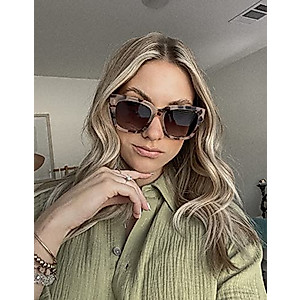 DIFF Bella II Oversized Square Sunglasses for Women UV400 Protection, Cream Tortoise + Grey Gradient