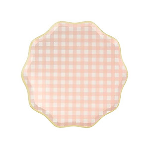 Meri Meri Easter Gingham Paper Plates (Pack of 12), Disposable Plates for Party, Easter Paper Plates