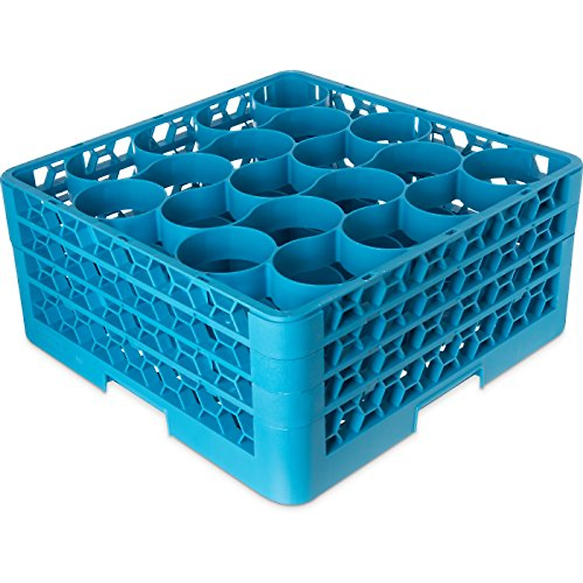 Carlisle FoodService Products RW20-214 OptiClean NeWave Polypropylene 20-Compartment Glass Rack with 3 Extender, 19-3/4" Length x 19-3/4" Width x 8.72" Height, Blue (Case of 2)