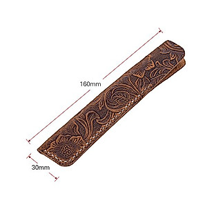 defen Handmade Leather Pen Case Fountain Sleeve Bag Vintage Pouch for Single Pen Stylus Ballpoint 6.3 * 1.2''