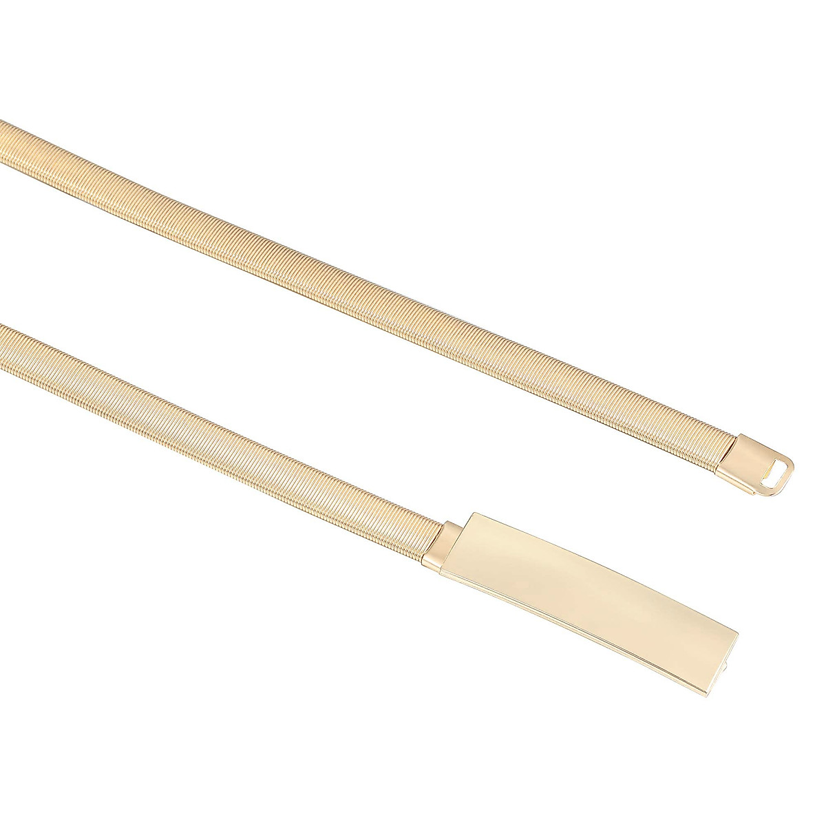 BABEYOND Metal Waistband Skinny Belt Elastic Waist Strap Stretchy Belt for Dress (Style-1-gold, Large (30.1"-34.1"))