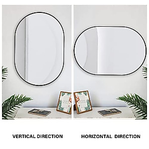 Manocorro Oval Wall Mirror, 20" x 30", Black Oval Bathroom Mirror, Large Wall Mounted Mirror w/Metal Frame, Vertical & Horizontal, Prefect for Entryway, Bedroom, Fireplace (20''x30'', Black)