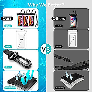 newppon Waterproof Cell Phone Pouch : 3 Pack Universal Water Proof Float Dry Bag - Underwater Clear Cellphone Case Holder for Apple iPhone 14 13 12 11 Pro Max Plus Xr Xs X Mini 8 Promax for Beach