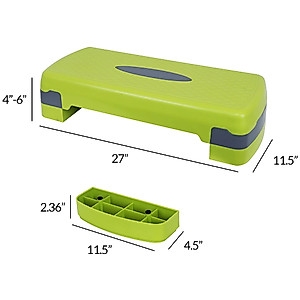 Signature Fitness Adjustable Workout Aerobic Stepper Step Platform Trainer, 27-Inch, Lemon/Gray