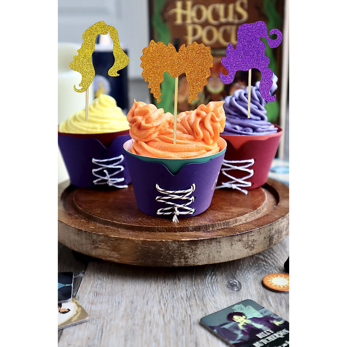 40Pcs Hocus Pocus Cupcake Toppers, I Put A Spell on You, I Smell Children Cupcake Toppers, Halloween Hocus Pocus Baby Shower Gender Reveal Party Decorations, Halloween Birthday Party Decorations