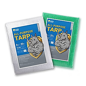 GUARD SHIELD Clear Tarp 2 Pack Bundle White and Green 8x20 Feet Heavy Duty Waterproof Greenhouse Outdoor Garden Poly Cover UV Resistant 10mil