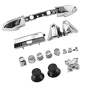 WPS Chrome Color ABXY Dpad Triggers Full Buttons Set Mod Kits for Newest Xbox One Slim/Xbox one S Controller with Screwdriver (Torx T6 T8) Set (Chrome Silver) for 1807 Version
