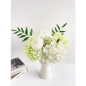 YalzoneMet 3PCS White Hydrangea Artificial Flowers,21inchs Real Touch Faux Hydrangea Flowers for Decoration,Wedding Centerpieces Fake Flowers for Tables Bride Bridesmaid Bouquet Party Home Garden