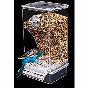 Automatic Bird Feeder,No Mess Bird Feeder,Bird Cage Feeder Bird Cage Accessories for Parakeet Canary Cockatiel Finch (Transparent)