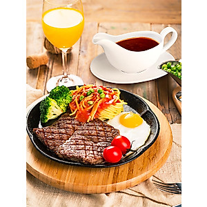 Yedio 18 oz Gravy Boat with Saucer, Large White Ceramic Gravy Boat, Boat and Tray for Turkey Beef Sauce, Salad Dressing, Creamer, Milk, Broth,Microwave and Dishwasher Safe