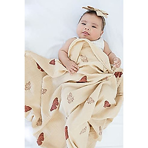 LEYL&ARI Muslin Baby Swaddle Blanket | 100% Organic Receiving Wrap (Boho Butterflies)