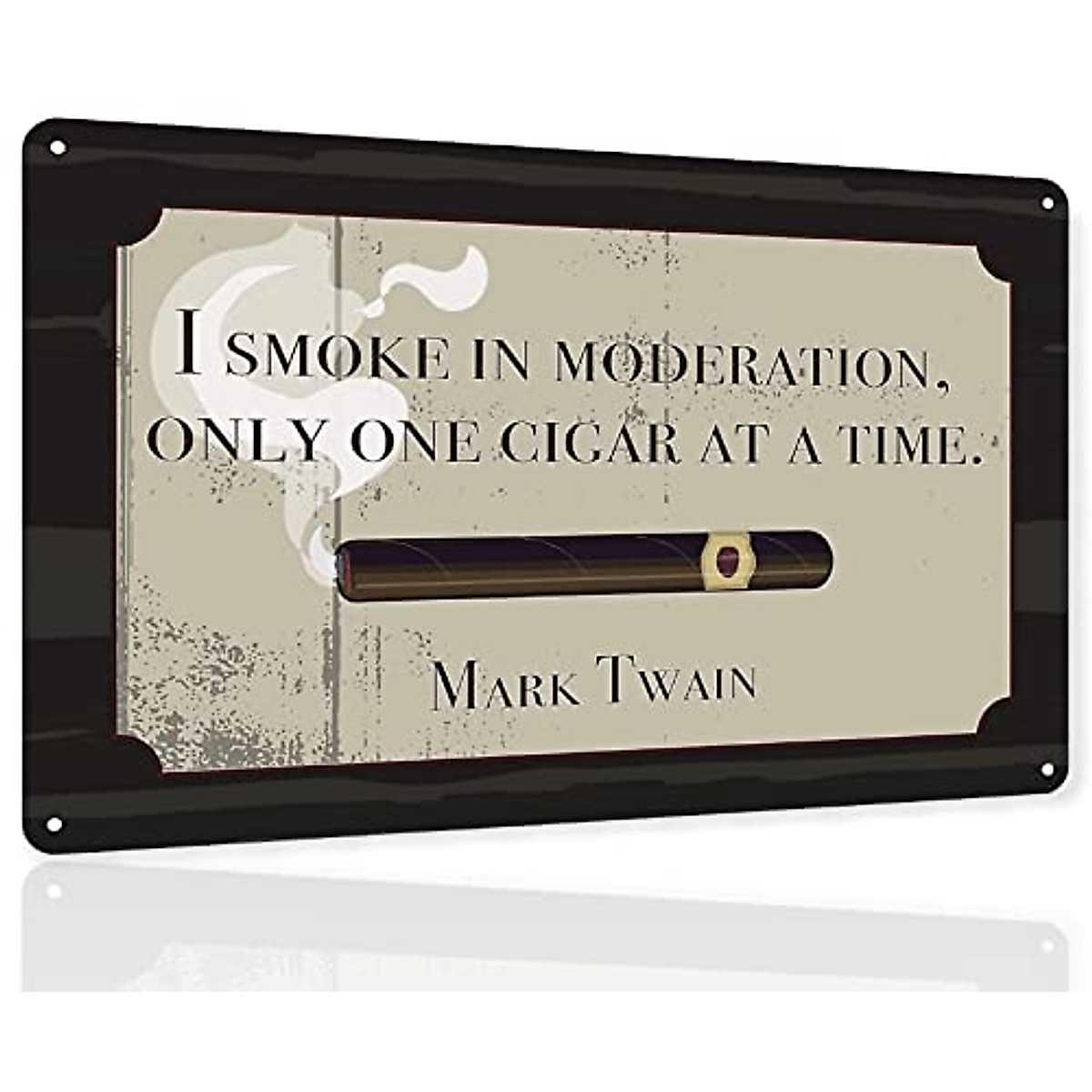 One Cigar At A Time Man Cave Tin Sign 12" x 8" Mark Twain Quote Cigar Lounge Garage Bar Smoke Shop Decor