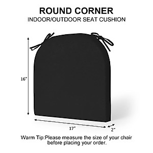 LOVTEX Outdoor Chair Cushions Set of 4, Outdoor Patio Chair Cushions with Ties,Waterproof Chair Cushions for Outdoor Furniture, 17 x 16 x 2 inch, Black