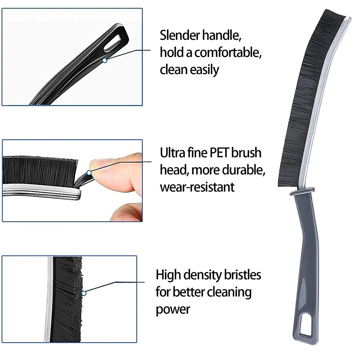 Gap Cleaning Brush, Dead Corners Multifunctional Brushes,Bathroom Crevice Gaps Cleaning Brush，Clean The Dead Corners of Bathroom Kitchen Tiles for Bathroom Kitchen Tiles Window Slots (Black 3PCS)