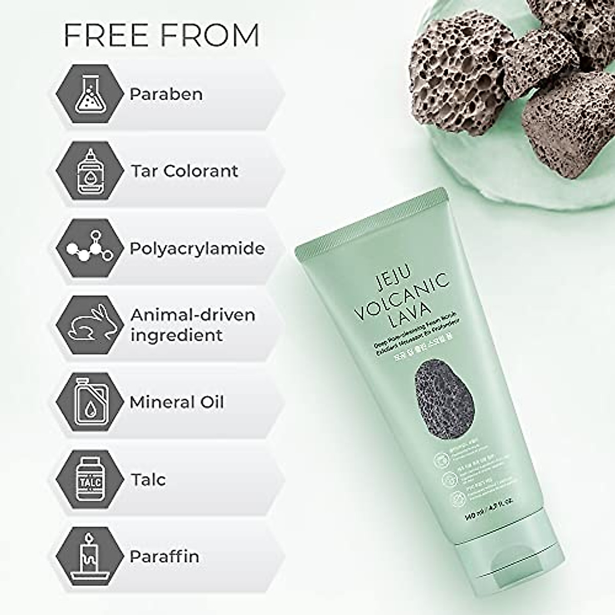 The Face Shop Jeju Volcanic Lava Deep Pore Cleansing Foam Scrub - Absorbs Sebum Pore Cleanser - Pore Control Exfoliating Face Wash Face Scrub - Blackhead Removal - Korean Skin Care Face Exfoliator