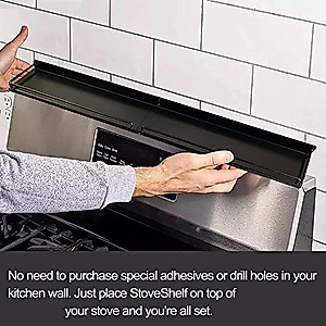 30''Stove Top Shelf for Kitchen Stove, Stainless Steel Magnetic Spice Over the Stove Rack for Flat Top Stove, Kitchen Organizer Rack