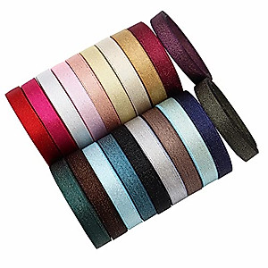 BAORJCT 20 Colors 40 Yard Gold and Silver Glitter Ribbon 3/8" Wide, 2 Yard/roll,20 Rolls, for Bows Crafts Gifts Party Wedding，Engagement, Bridal Shower Gift Wrapping