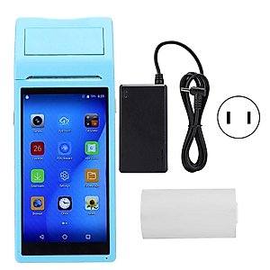 Android POS Terminal Receipt Printer,Handheld Receipt Printers with 5.5- inch Touch Screen support 3G, WIFI, BT3.0 / 4.0 for iBeacon,Quad Core CPU Portable Receipt Print Built-in All-in-One(blue)