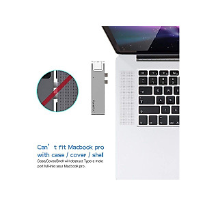 Purefix USB C Hub, 7-in-1 Dual Type-C Adapter - Silver for MacBook Pro 13 15 Gigabit Ethernet, Power Delivery, Thunderbolt 3, 4K HDMI, MicroSD/SD Card Reader