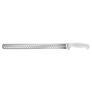 Bleteleh Extra-Long 15-inch blade slicing knife Granton Edge, White Handle