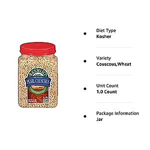 RiceSelect Tri-Color Pearl Couscous, Toasted Israeli-Style Pasta, Spinach and Paprika Flavored, 24.5 Ounce Jar (Pack of 1)