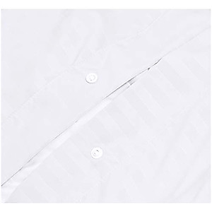 Amazon Basics Striped Microfiber Duvet Cover Set - 3 pieces, King, Bright White