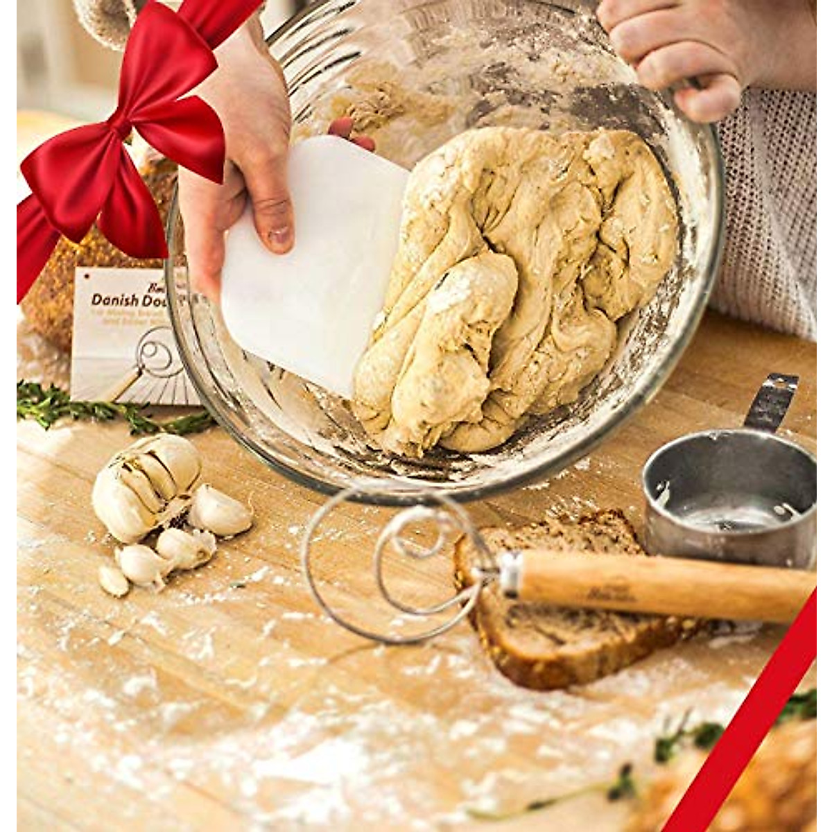 Danish Dough Whisk Bread Mixer - Hook Dutch Pizza Dough Making Bread Mixer Whisk Hooks Accessories Wisks - Great As A Gift