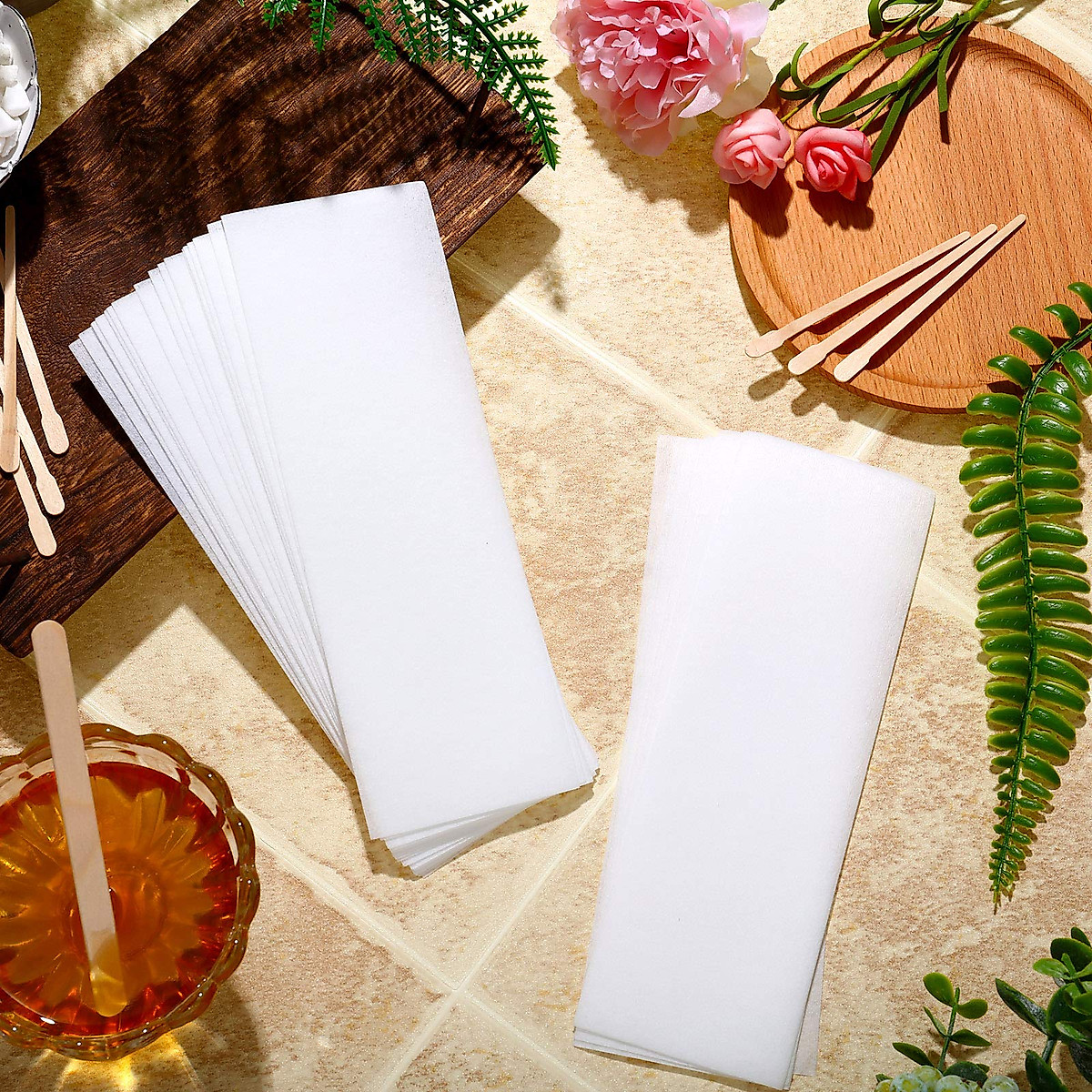 400 Non-Woven Waxing Strips for Facial, Body, and Bikini Hair Removal (White)