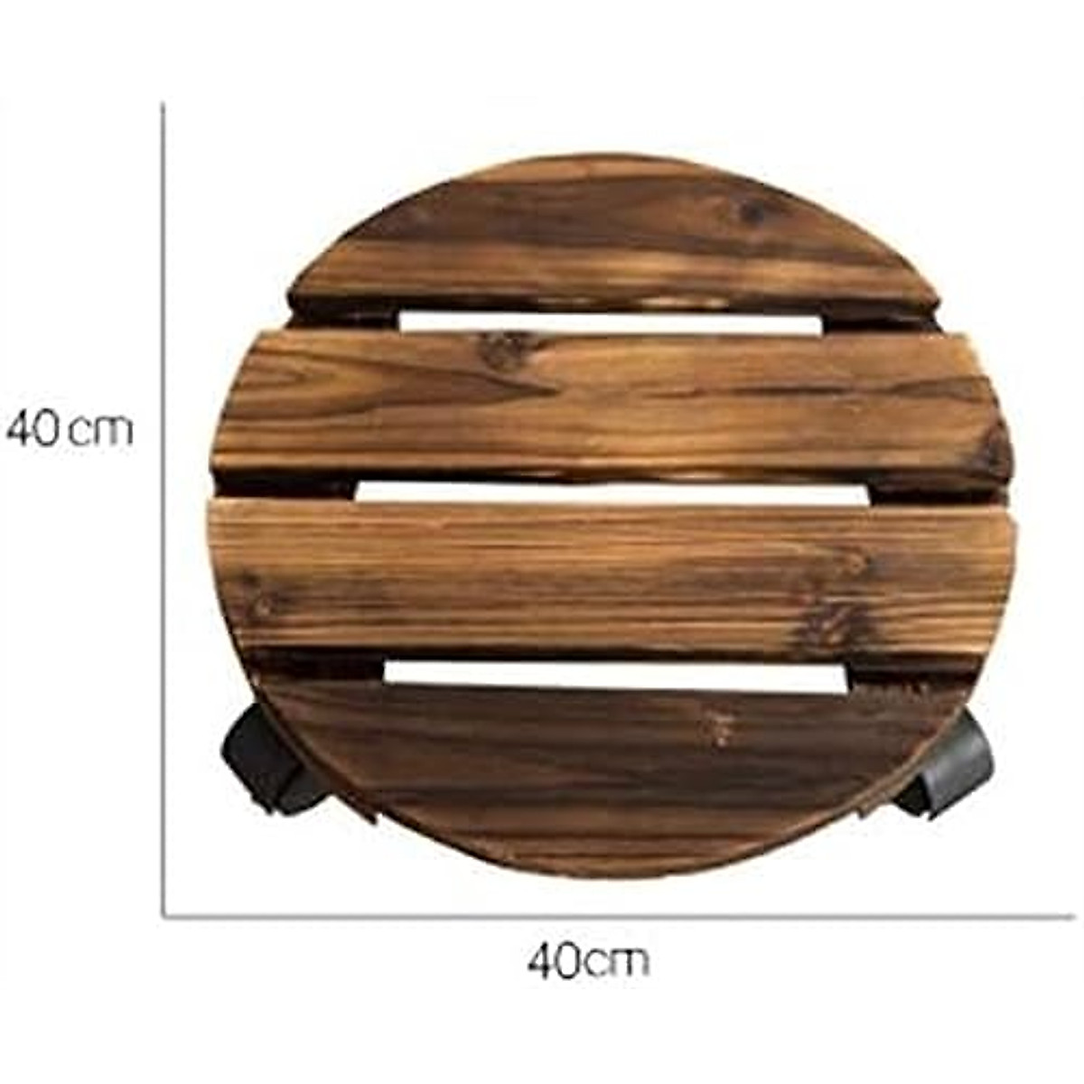 Round Wheeled Wooden Planter Caddy Movable Plant Flower Pot Stand with Wheels for Garden Home